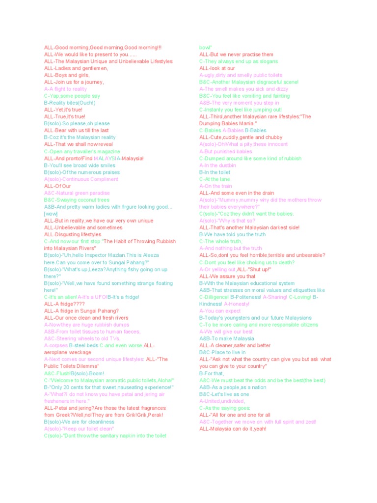 Choral Speaking Text | PDF