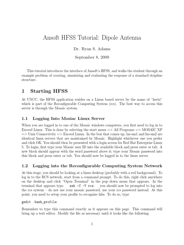 Hfss Tutorial Dipole Antenna | PDF | Antenna (Radio) | Command Line Interface
