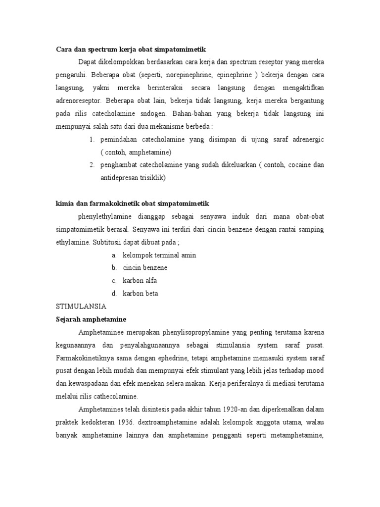 Cara Dan Spectrum Kerja Obat Simpatomimetik | PDF