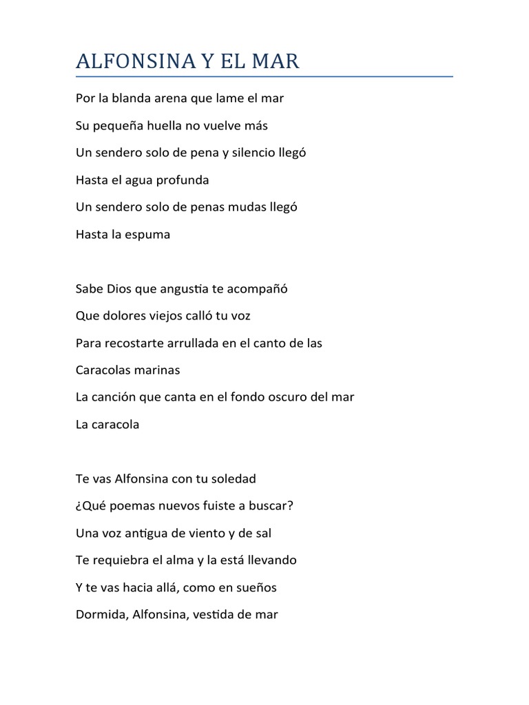 ALFONSINA Y EL MAR - Letra | PDF