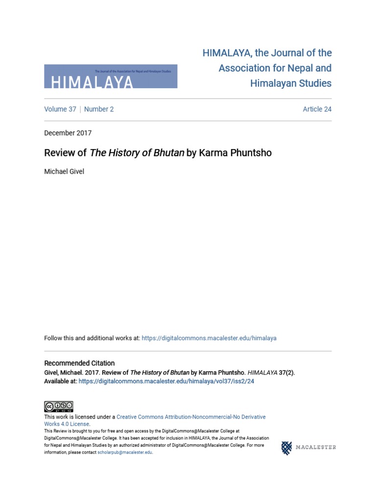 Review of - I - The History of Bhutan - I - by Karma Phuntsho | PDF | Bhutan