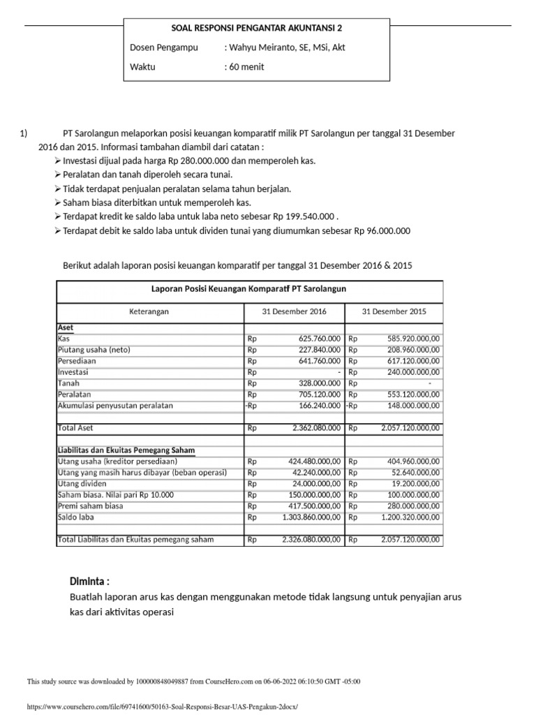 Soal Responsi Besar UAS Pengakun 2 | PDF
