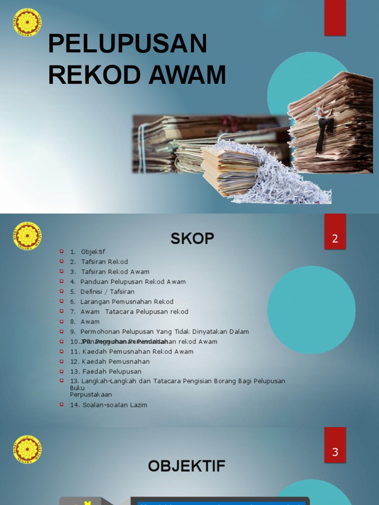 Bahan Taklimat Pelupusan Rekod Awam Bahan Perpustakaan Arkib Negara | PDF