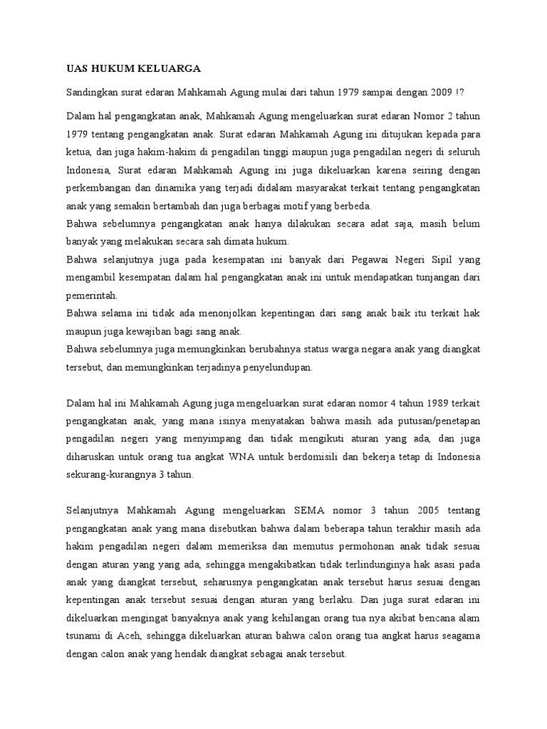 Ulasan Mengenai Surat Edaran Mahkamah Agung Terkait Pengangkatan Anak ...