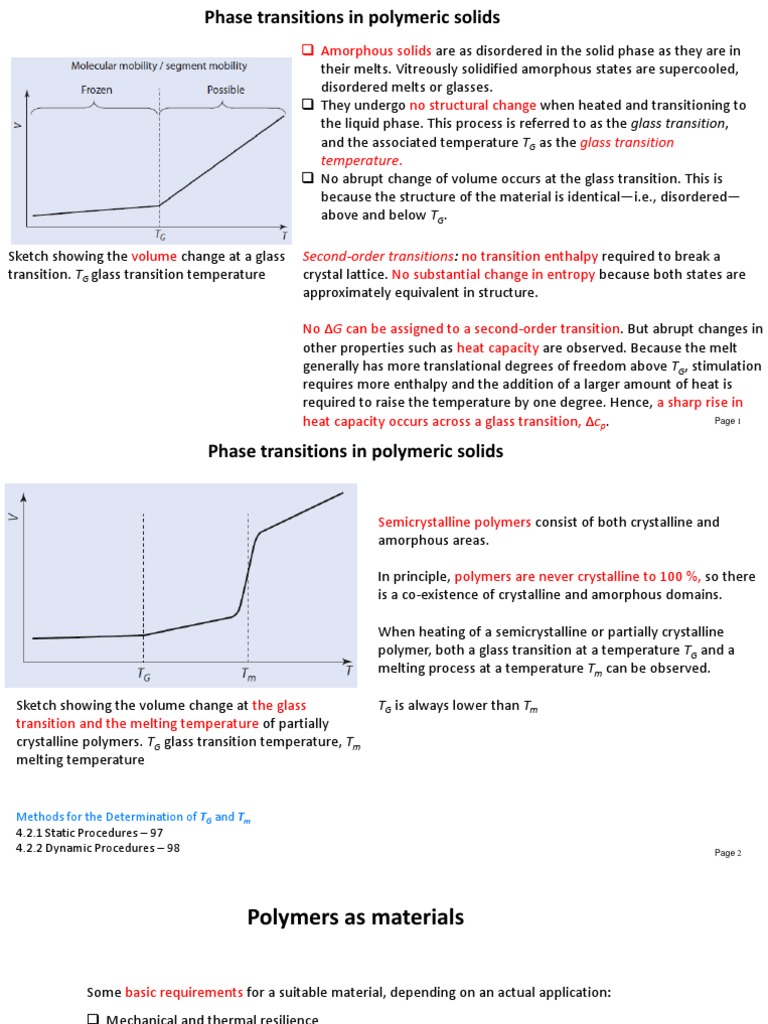 Phase Transitions in Polymeric Solids | PDF | Polymers | Melting