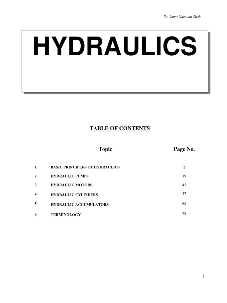 Hydraulics Handout 1 | PDF | Pump | Piston