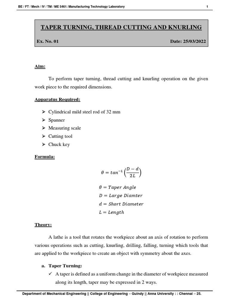 Batch 4-Manufacturing Laboratory Record | PDF | Gear | Equipment