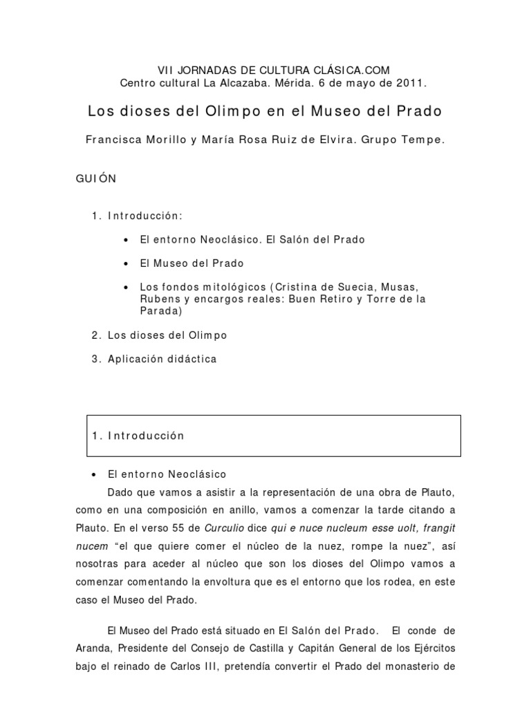 Dioses del Olimpo en el Prado: Cultura Clásica | PDF | Hera | Pinturas