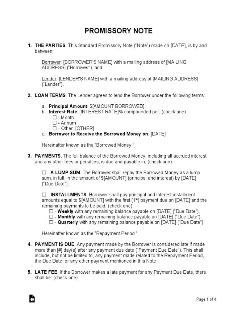Promissory Note: Page 1 of 4 | PDF | Interest | Payments