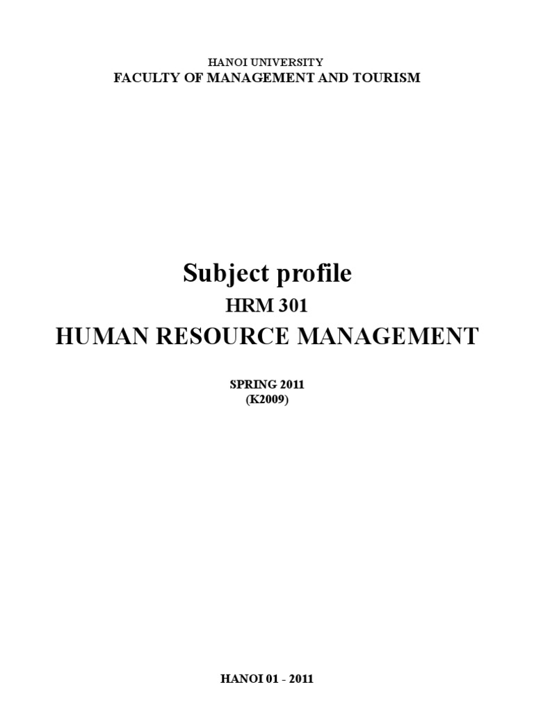 Course Outline - HRM 2011 | Human Resource Management | Educational ...
