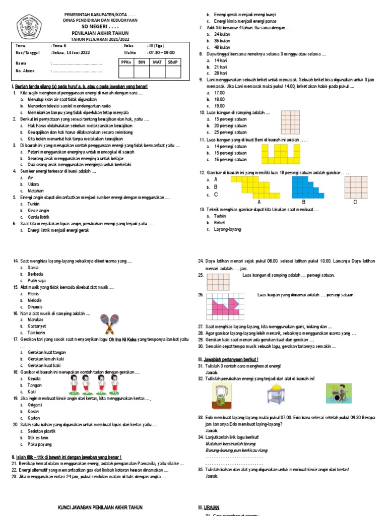 Soal Pat K3 T6 2021-2022 | PDF