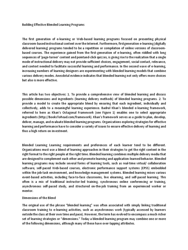 Building Effective Blended Learning Programs | PDF | Educational Technology | Learning