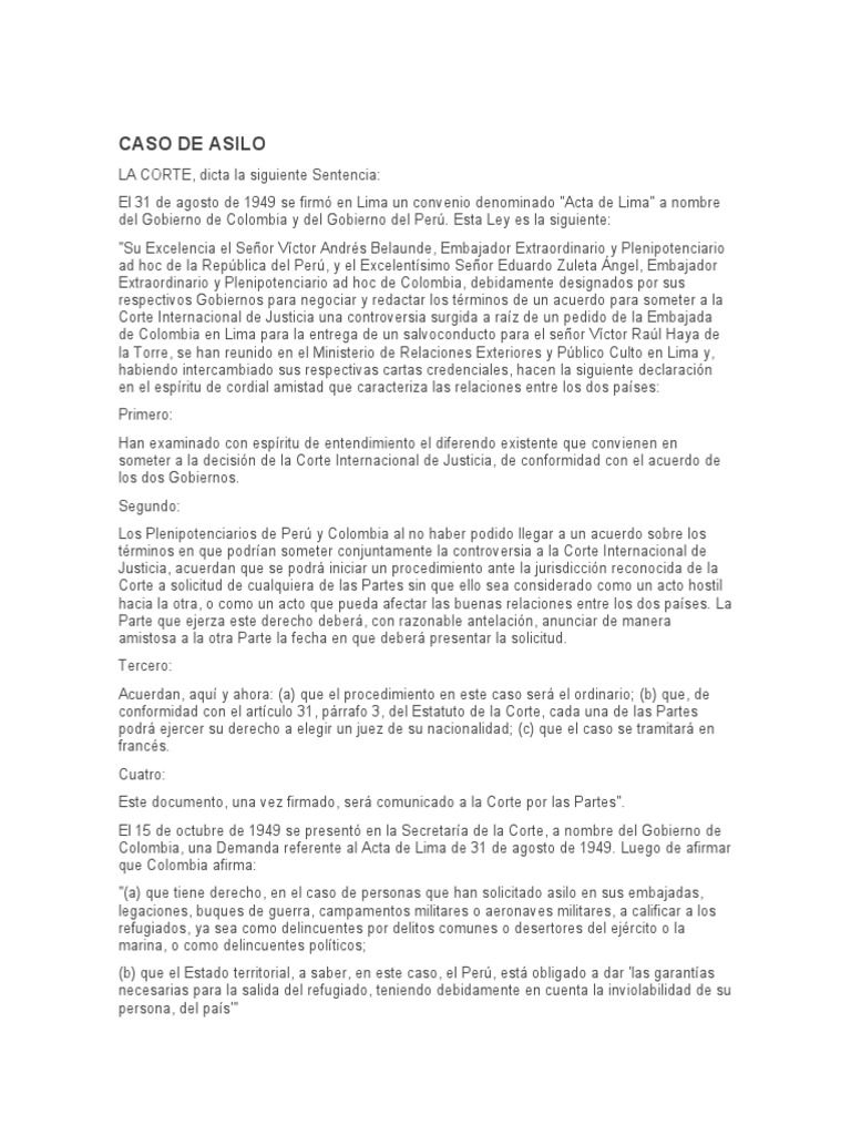Caso de Asilo | PDF | Convenio europeo de derechos humanos | Estado ...