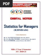 Study Notes (Unit 1,2,3,4.5) Business Statistics & Analytics, MBA 1st ...