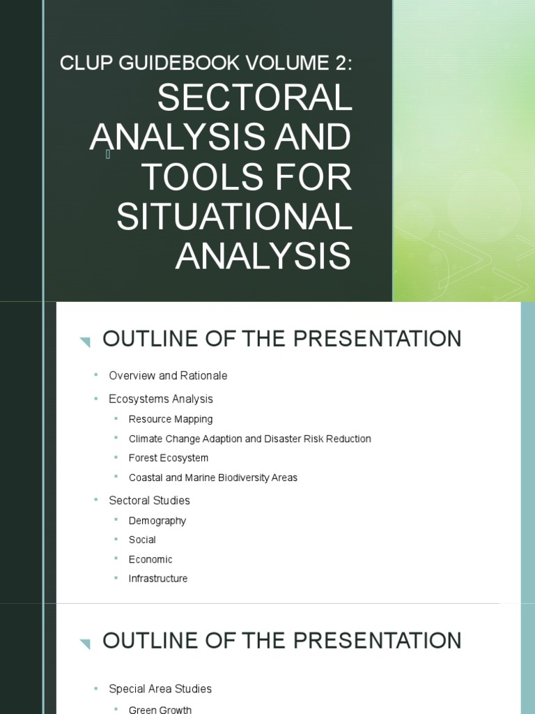 Clup Guidebook Volume 2:: Sectoral Analysis and Tools For Situational ...