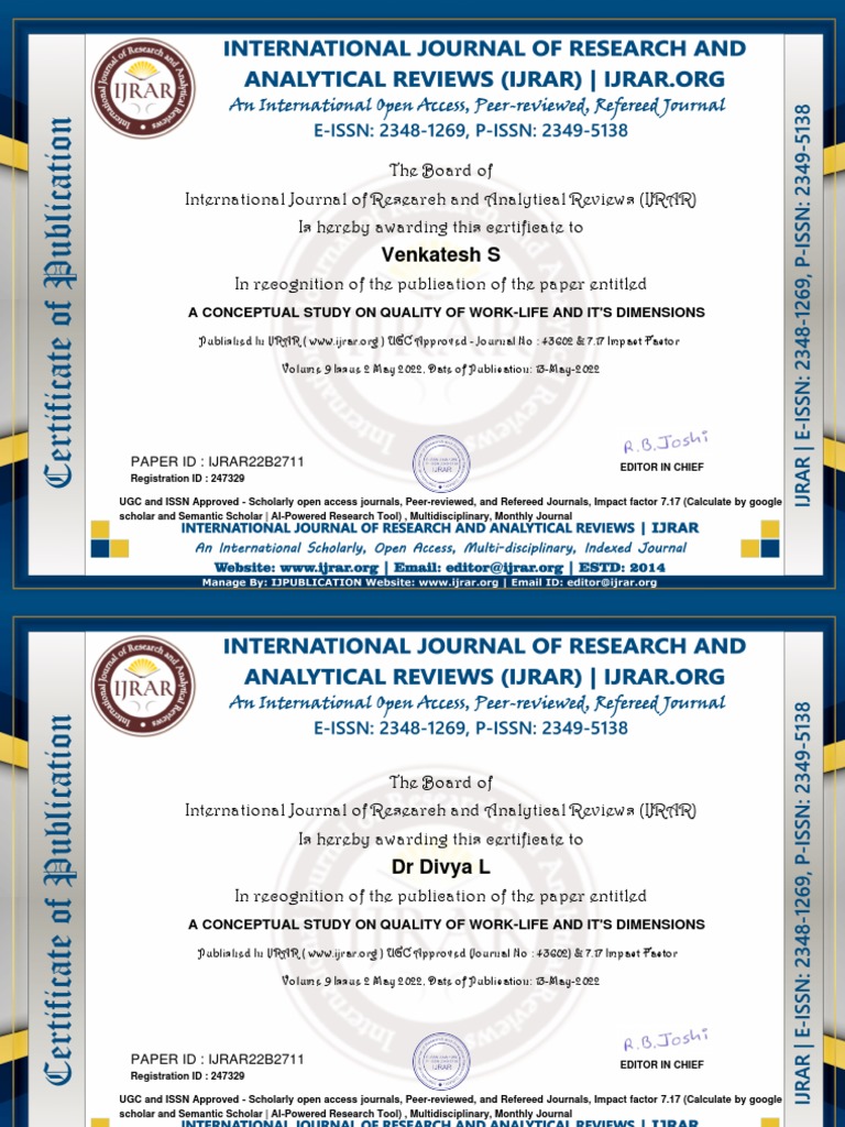 IJRAR Certificate IJRAR 247329 | PDF