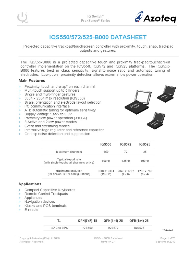 AZOTEQ - CIS - Iqs5xx-B000 - Trackpad - Datasheet | PDF | Touchscreen ...