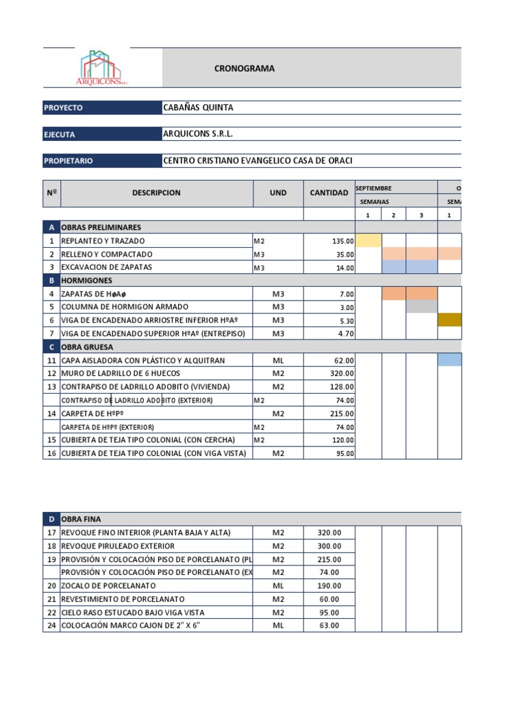 Cronograma de Obras | PDF | Arquitectura | Diseño arquitectonico