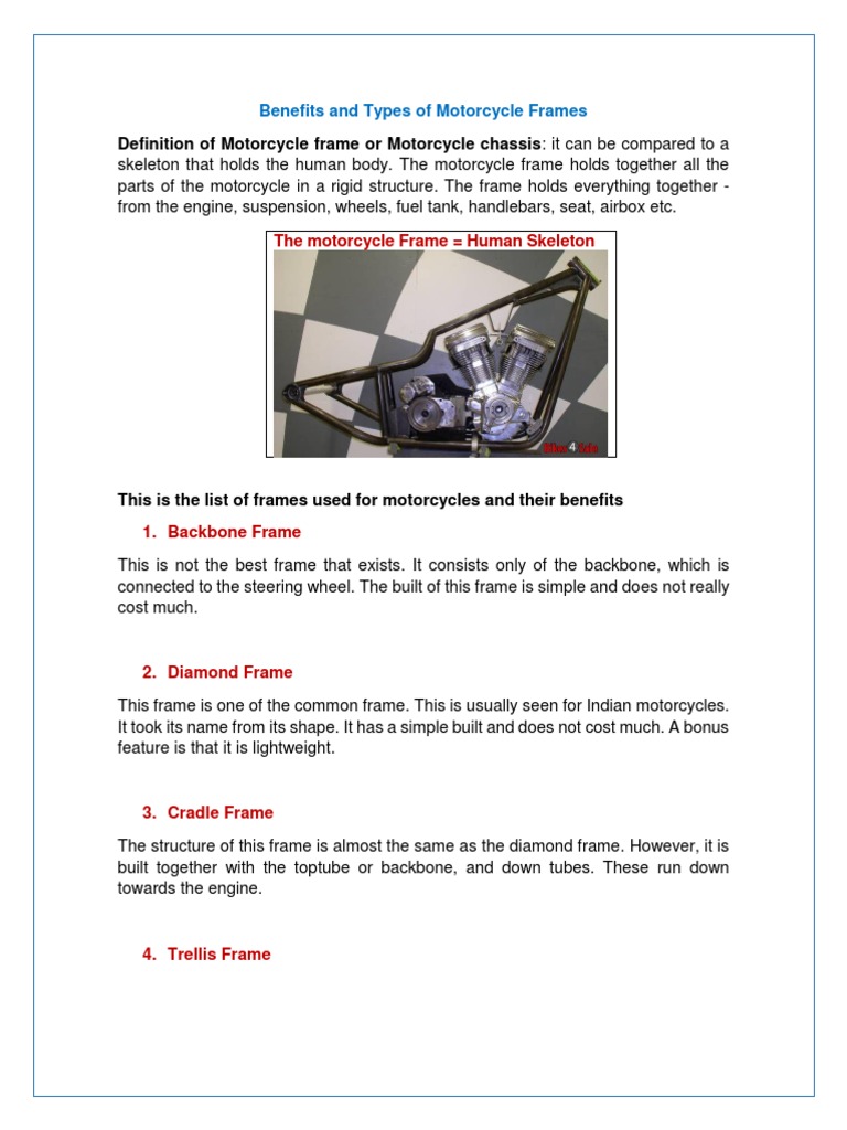 Benefits and Types of Motorcycle Frames | PDF