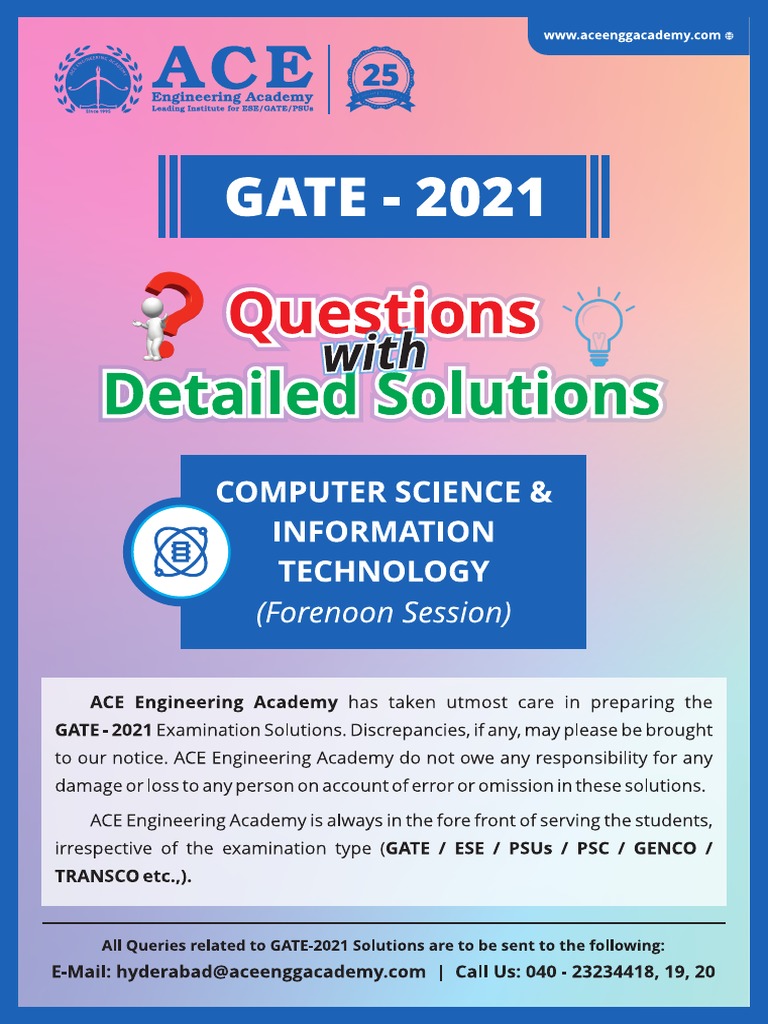 CSE GATE 2021 Questions With Detailed Solutions ForeNoon Session | PDF ...