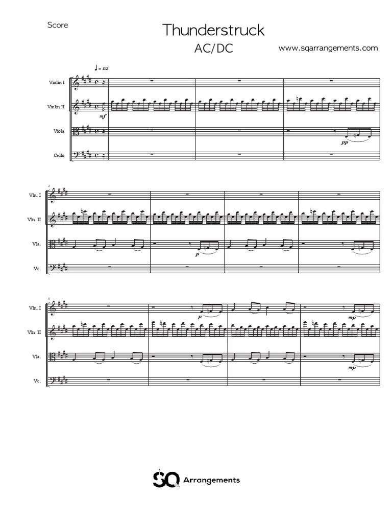 Thunderstruck - String Quartet | PDF