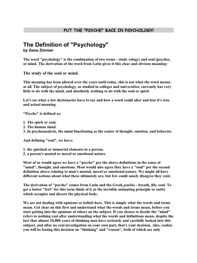 The Definition of "Psychology" C | PDF | Mind | Psyche (Psychology)