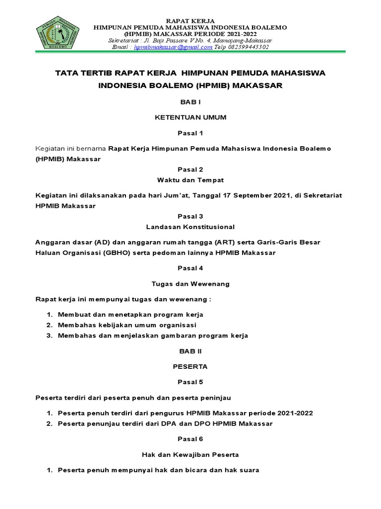 Tata Tertib Rapat Kerja | PDF