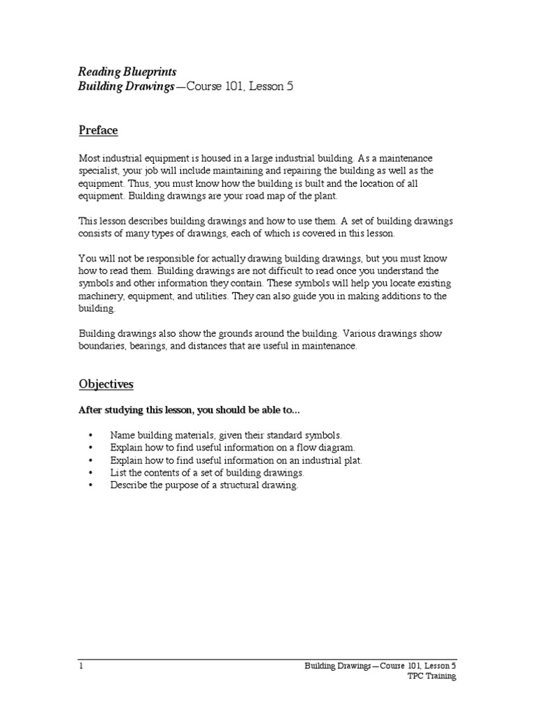 Preface: Reading Blueprints Building Drawings-Course 101, Lesson 5 ...