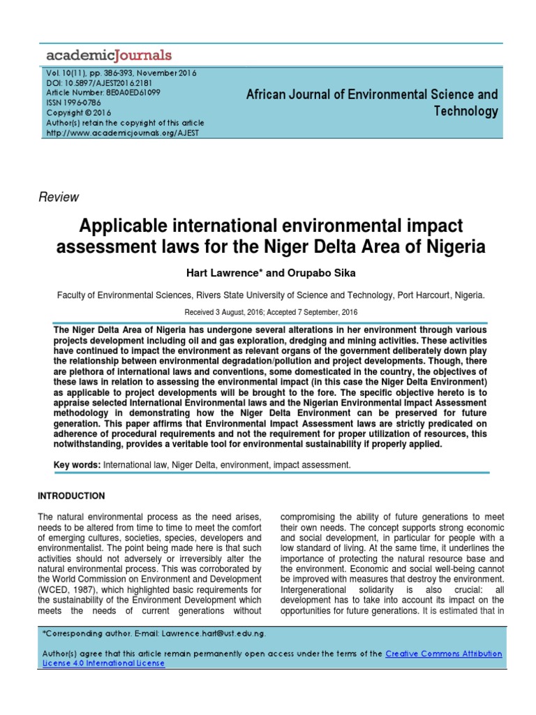 Environmental Impact Niger Delta | PDF | Environmental Law ...