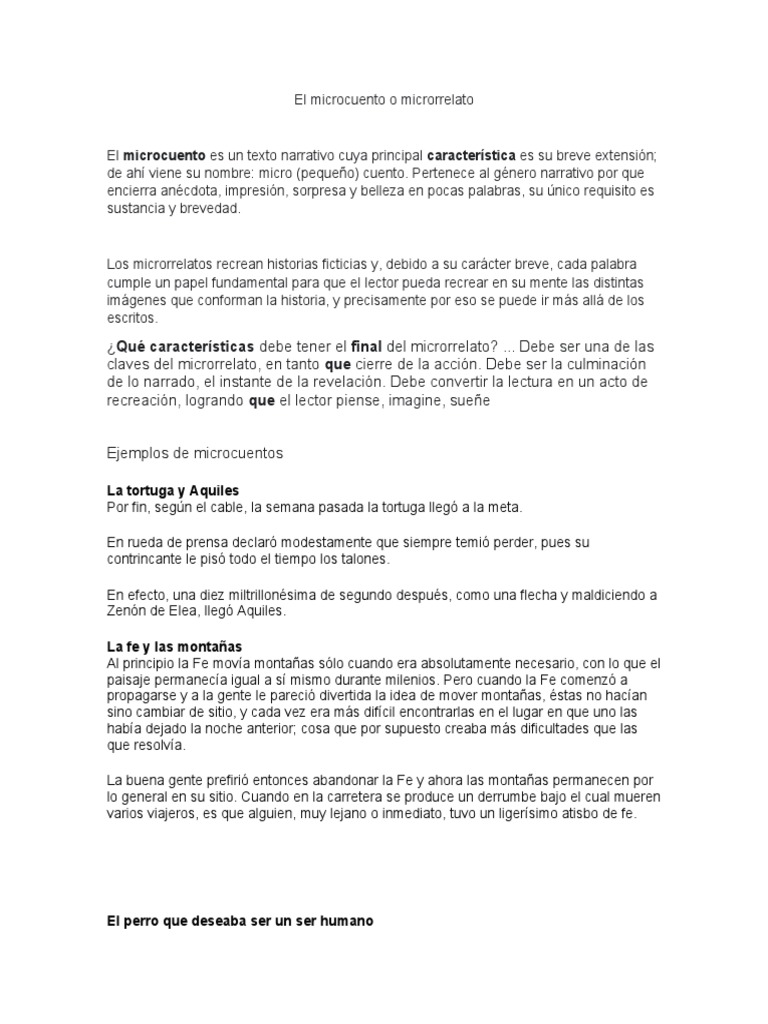 Qué es un microcuento | PDF