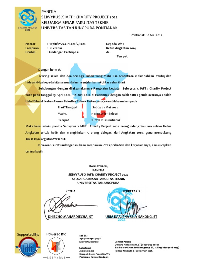 Undangan Halal Bihalal IAFT Untan - Angkatan 2014 | PDF