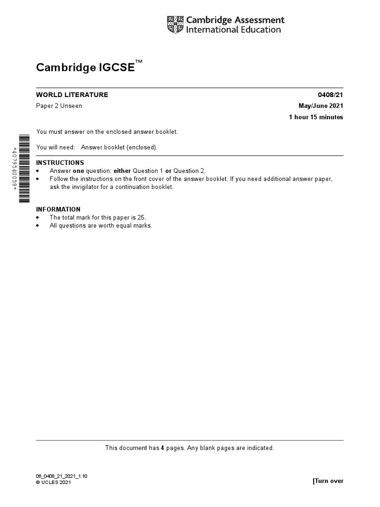Cambridge IGCSE Paper 2 | PDF