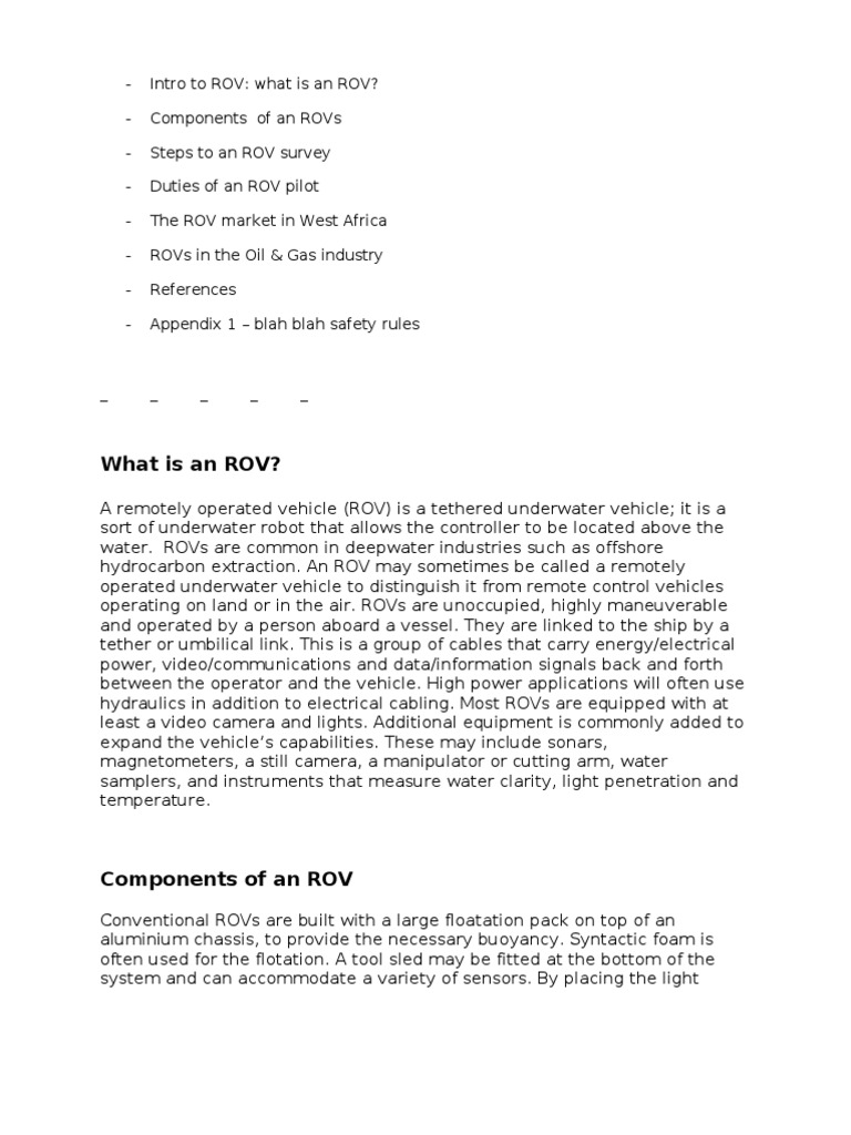 ROV Study | PDF | Subsea (Technology) | Science