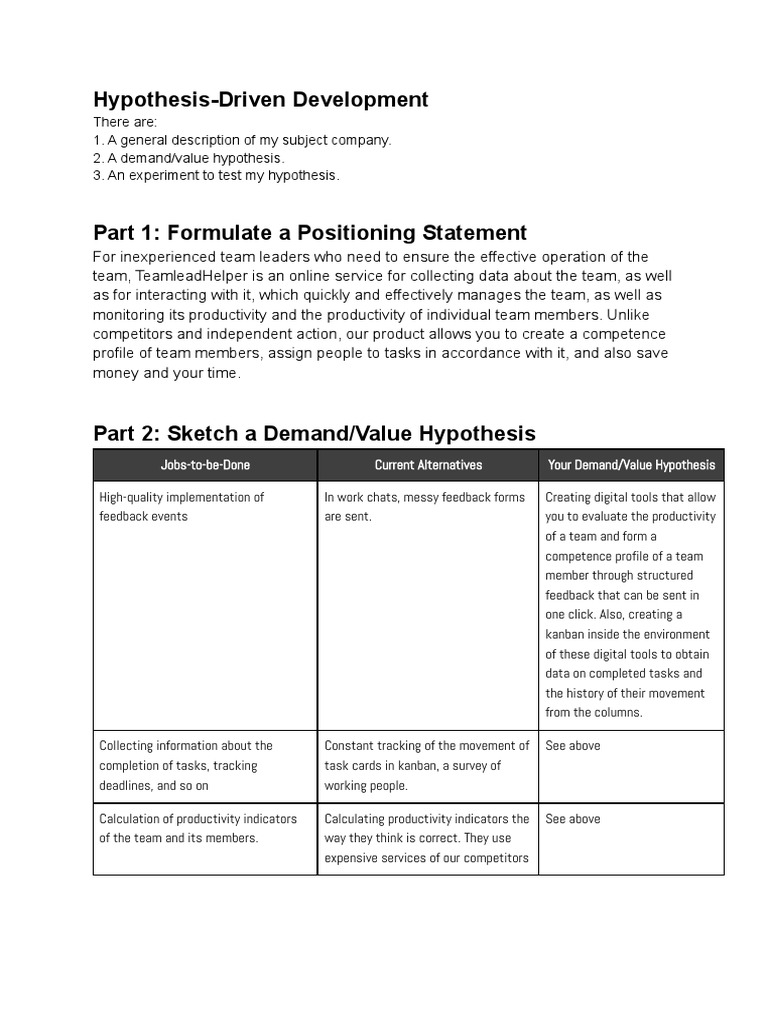 Hypothesis-Driven Development | PDF | Usability | Hypothesis