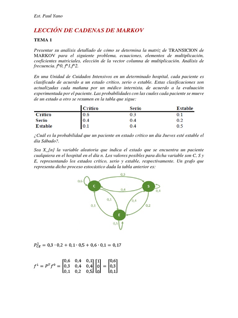 Cadenas de Markov | PDF | Probabilidad | Cadena Markov