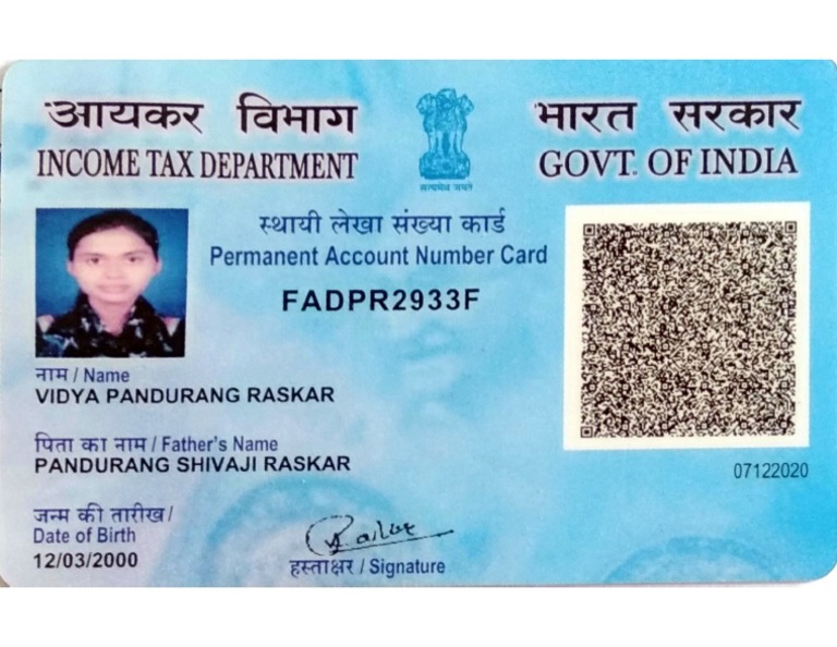 Vidya Raskar Pan Card | PDF