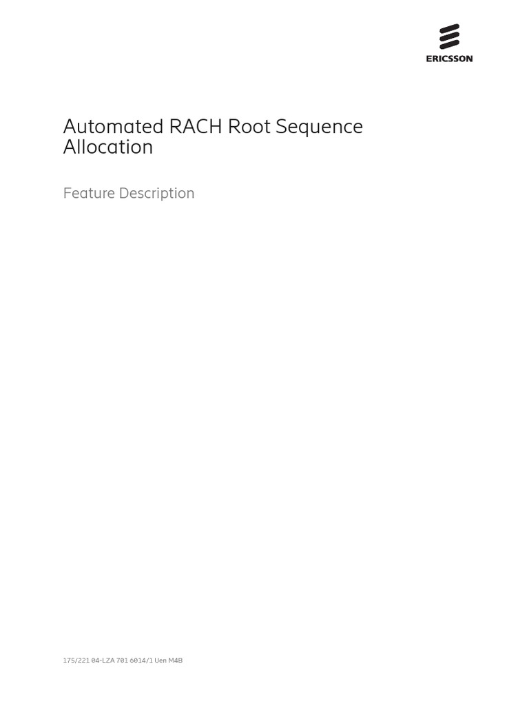 Ericsson LTE AutomatedRachRootSequenceAllocation | PDF | Automation | Trademark