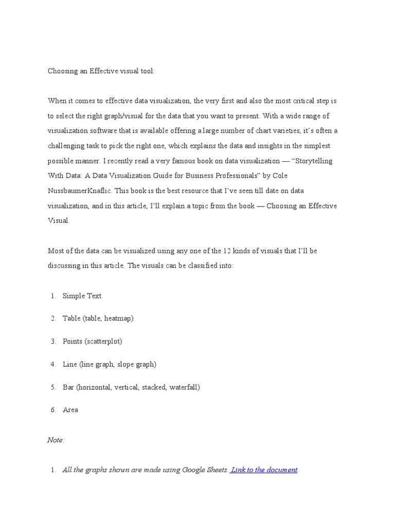 Choosing An Effective Visual Tool | PDF | Chart | Data