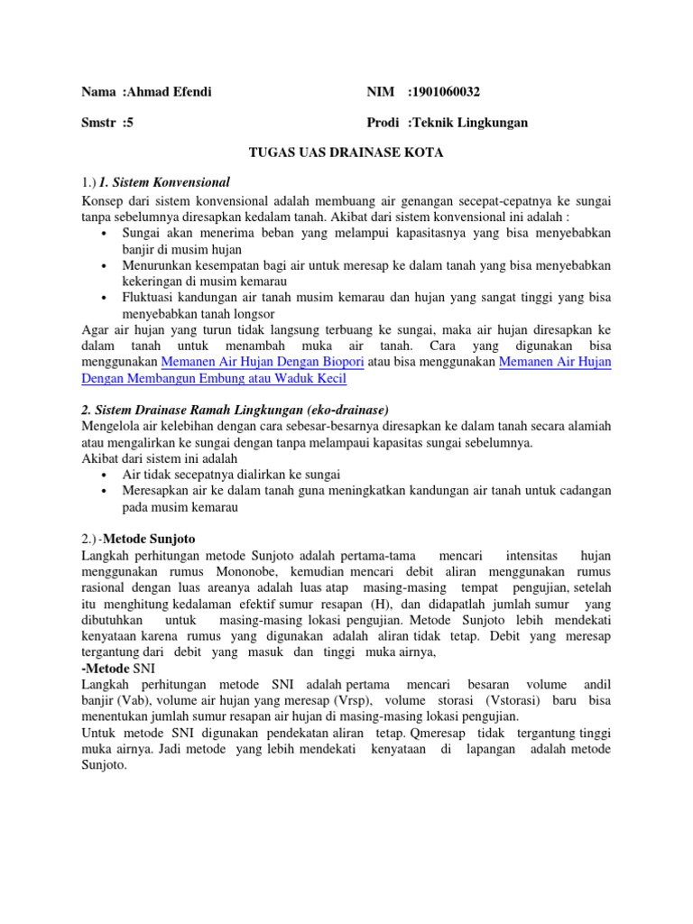 Drainase Kota: Solusi & Metode | PDF | Griya & Taman | Sains & Matematika
