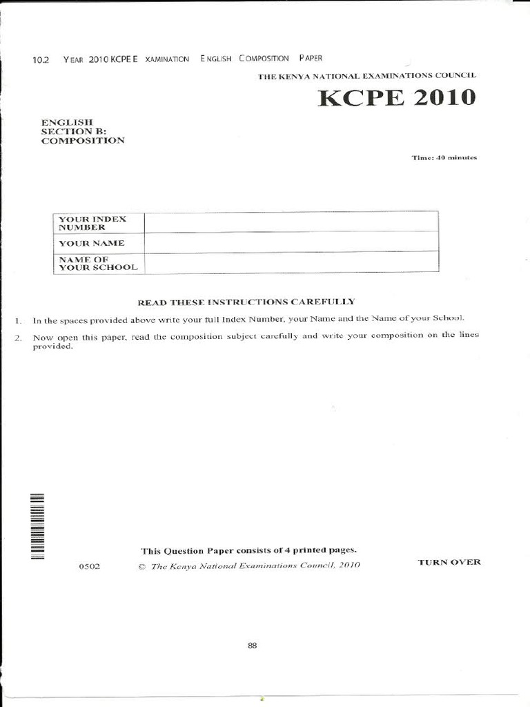 2010 KCPE English Composition0001 | PDF