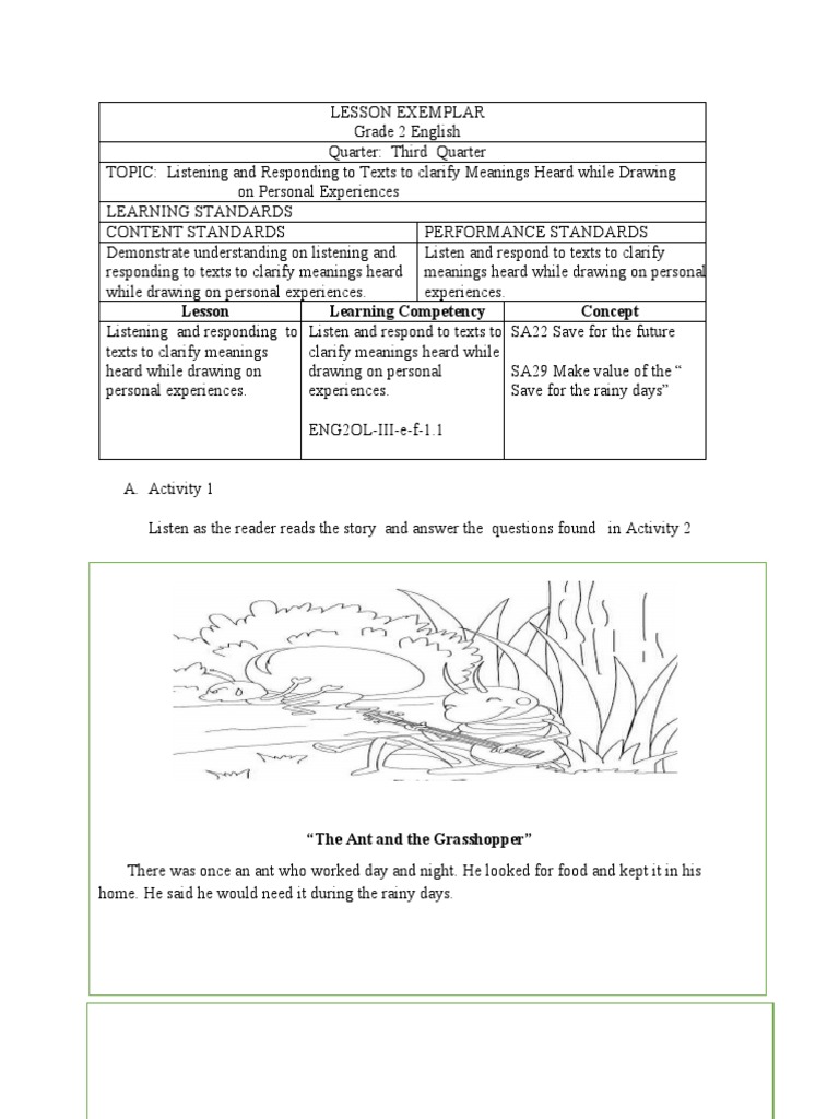 LESSON EXEMPLAR English 2 1 | PDF