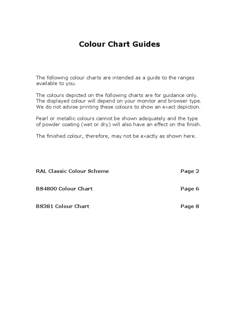 RAL and BS British Standard Paint Colour Chart | PDF | Yellow | Blue