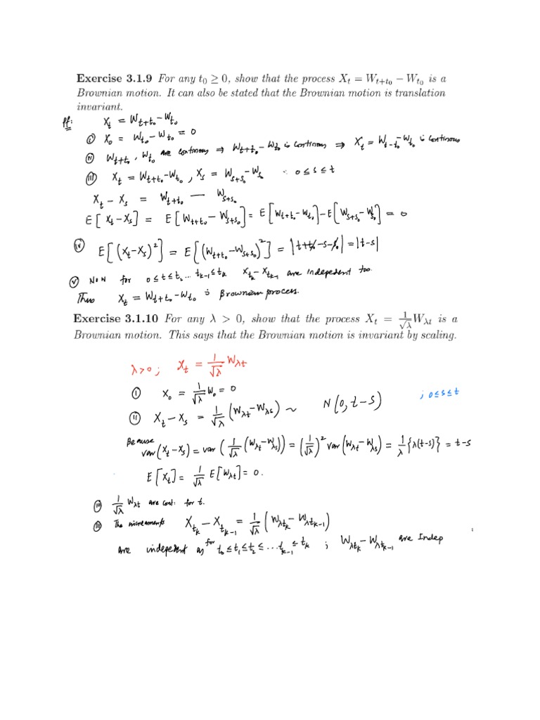 Exercises For Stochastic Calculus Pdf
