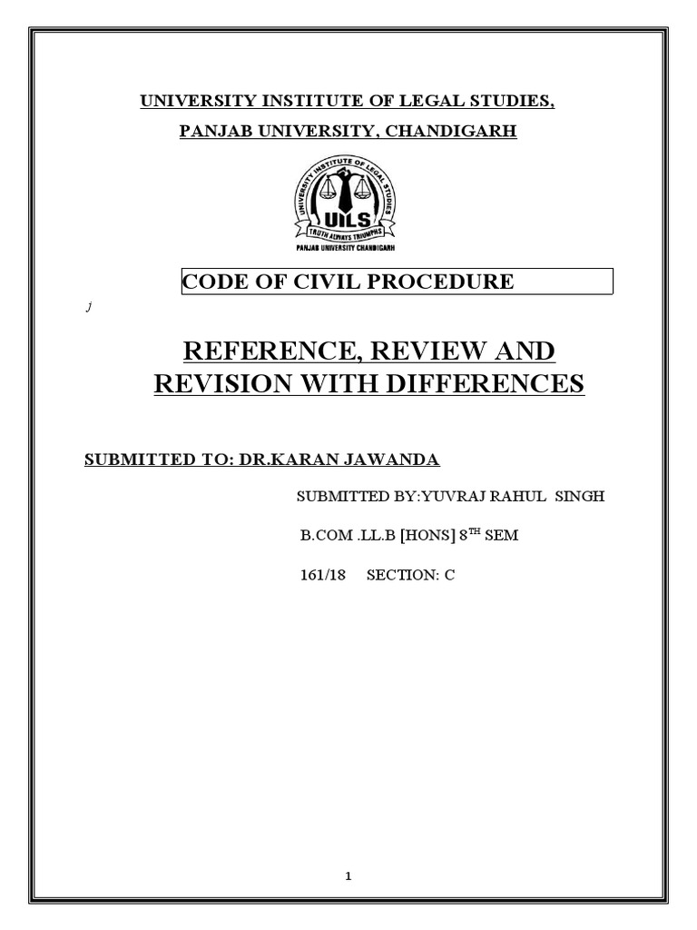Reference, Review and Revision With Differences: Code of Civil ...