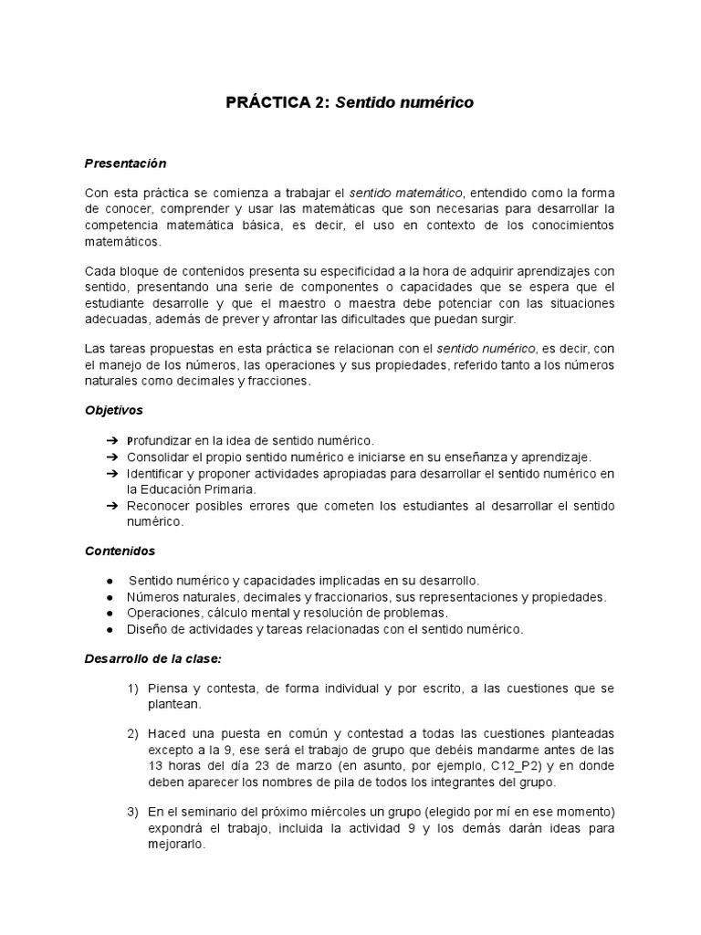 Actividades para Desarrollar Sentido Numérico | PDF | Educación ...