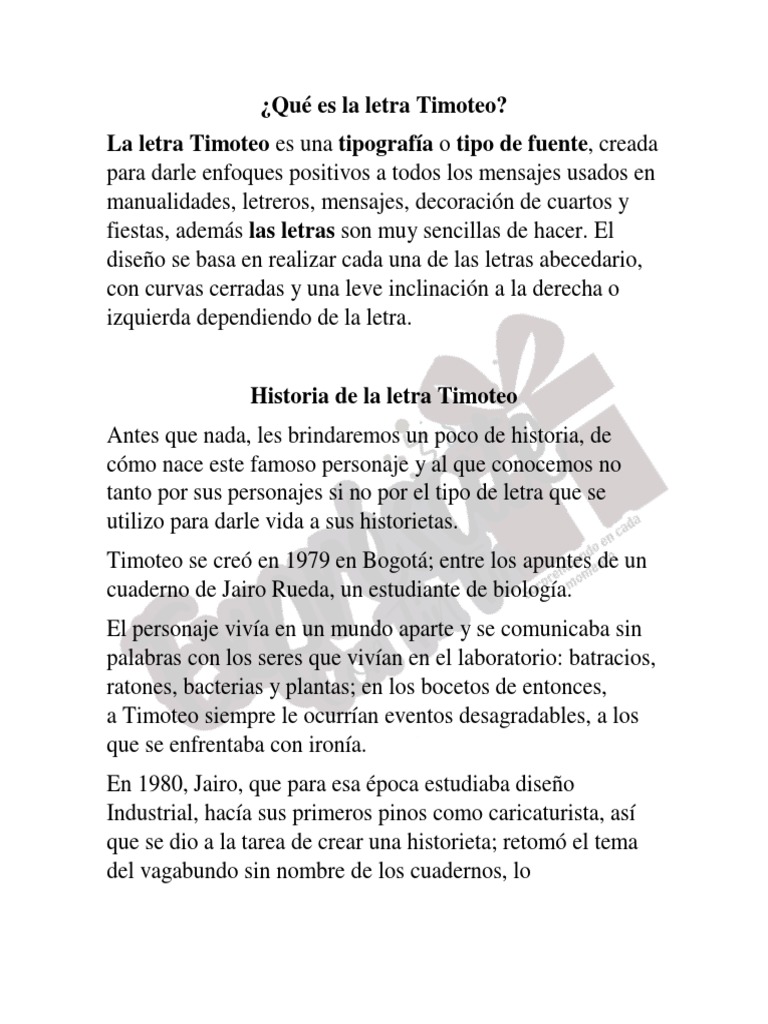 Qué Es La Letra Timoteo | PDF