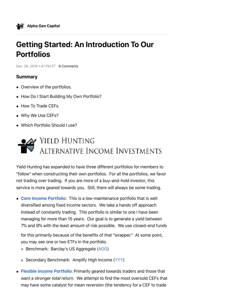 Getting Started: An Introduction To Our Portfolios: Alpha Gen Capital ...