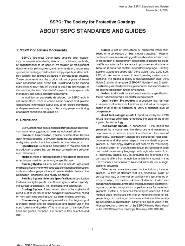 Understanding SSPC Standards and Guides | PDF | Specification ...