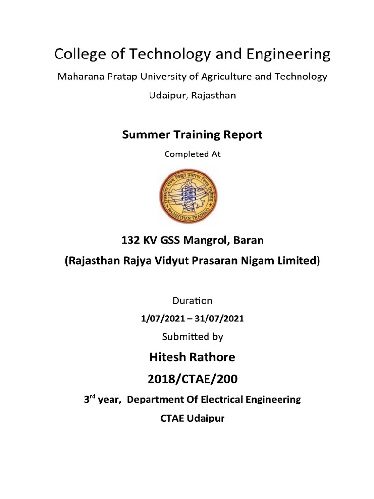 132KV GSS TRAINING REPORT | PDF