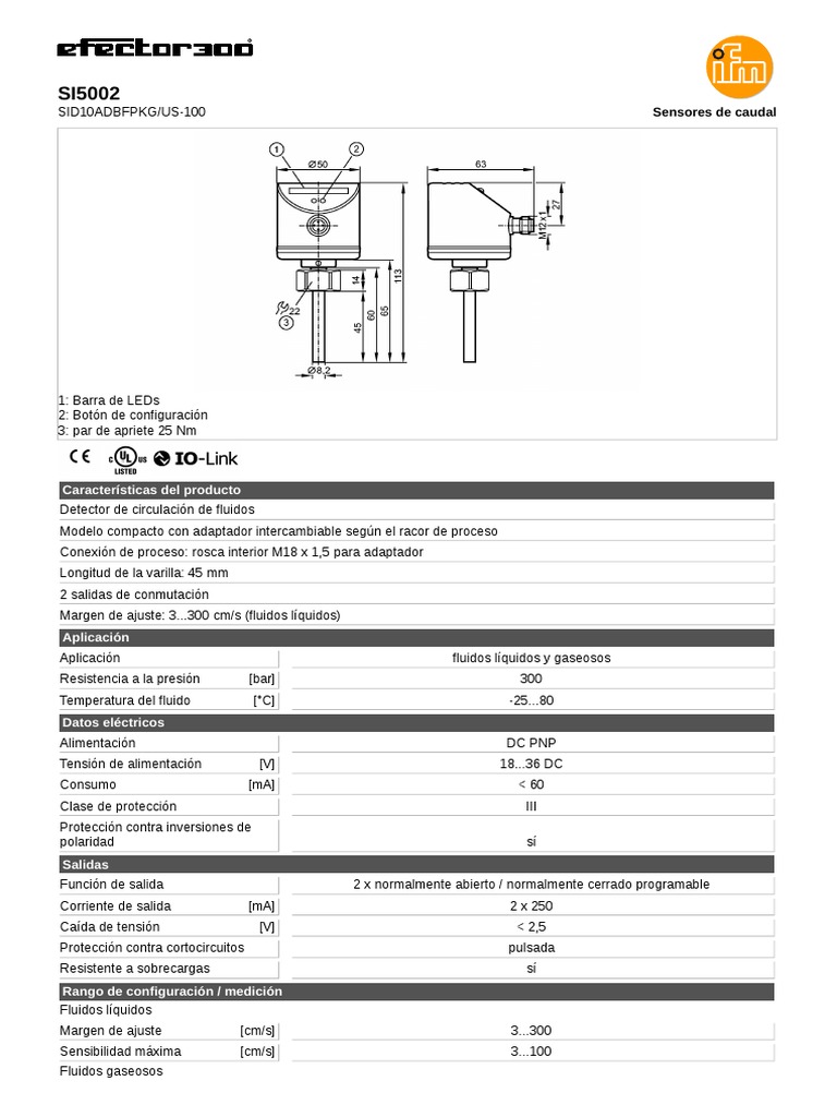 Datasheet Detector de Flujo Ifm SI5002 | Descargar gratis PDF | Diodo ...
